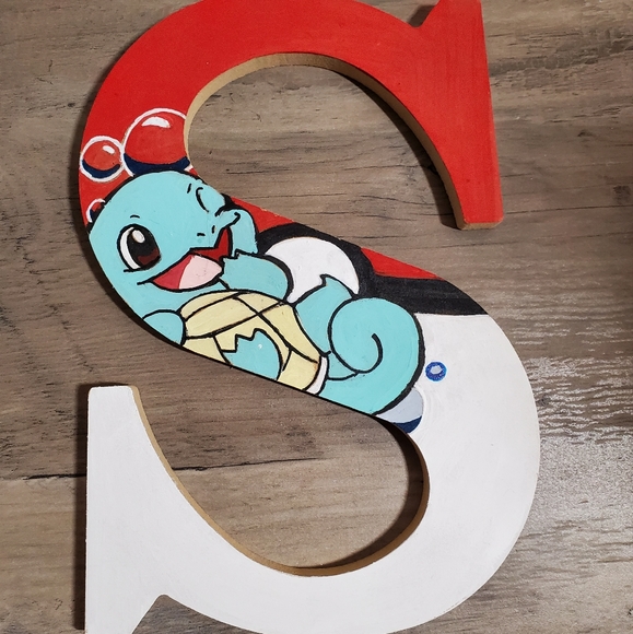 Hand Crafted | Accents | Hand Painted Squirtle Pokmon Letter Art | Poshmark